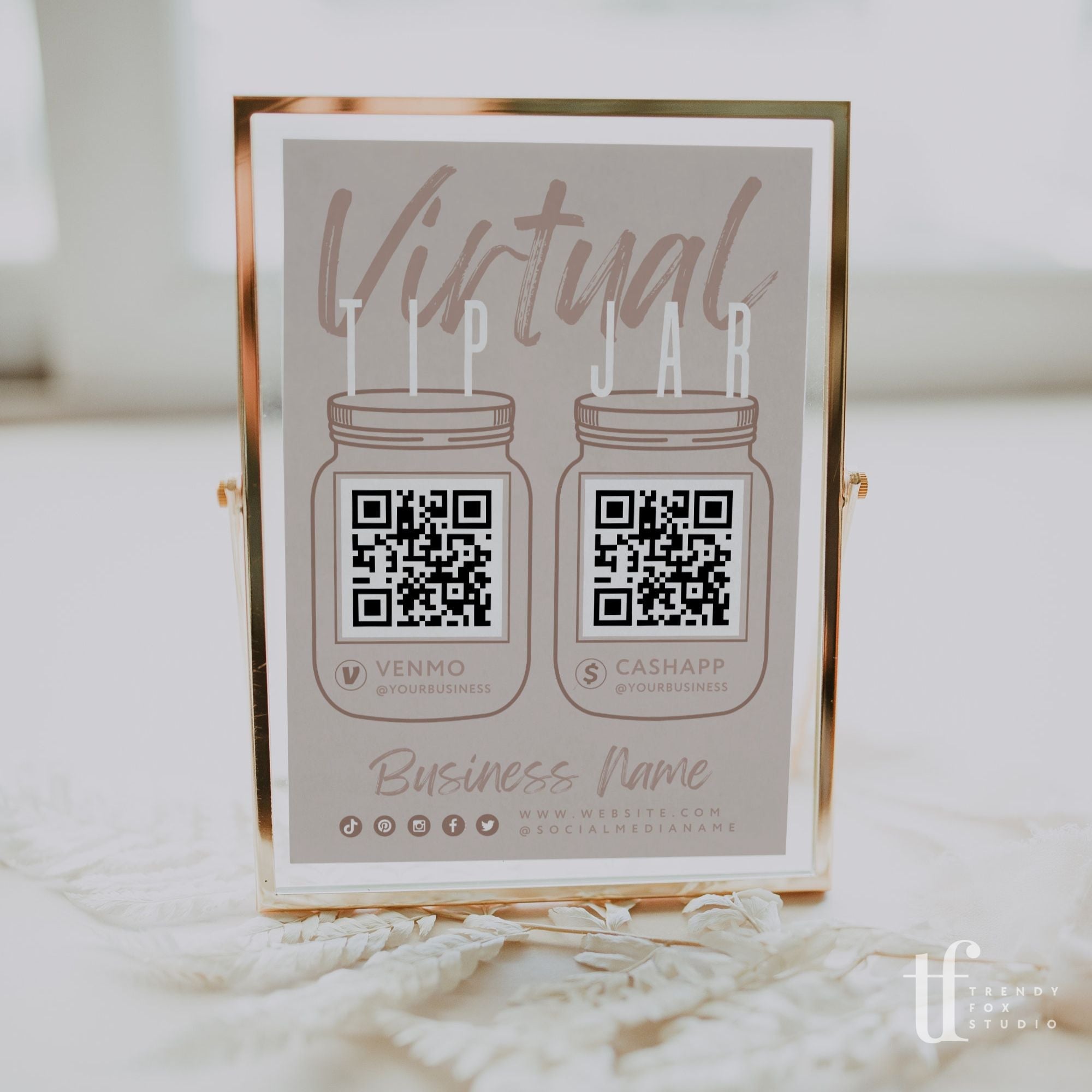 Virtual Tip Jar Sign Canva Template | Loxli - Trendy Fox Studio